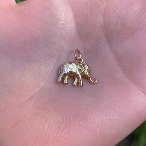 Vintage Solid 14k Yellow Gold Elephant Charm Pendant for Necklace Real ...