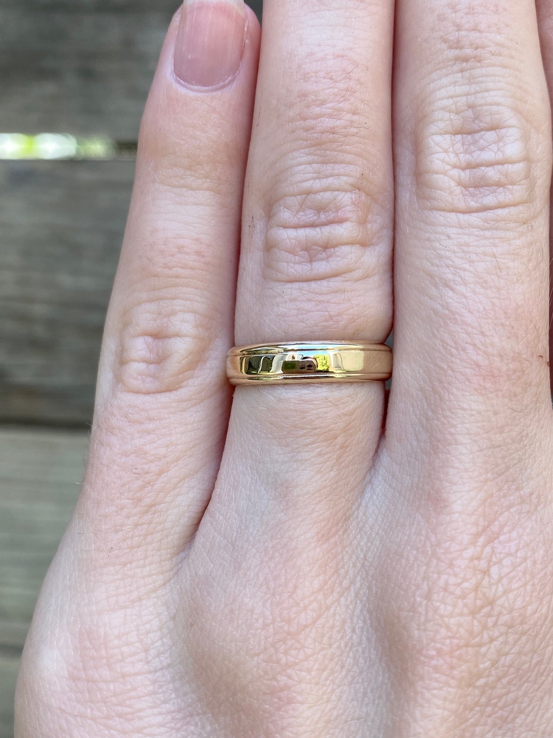 Vintage Solid 14k Yellow Gold Lined Ring Band - Size 5.5 - Quality Fine ...