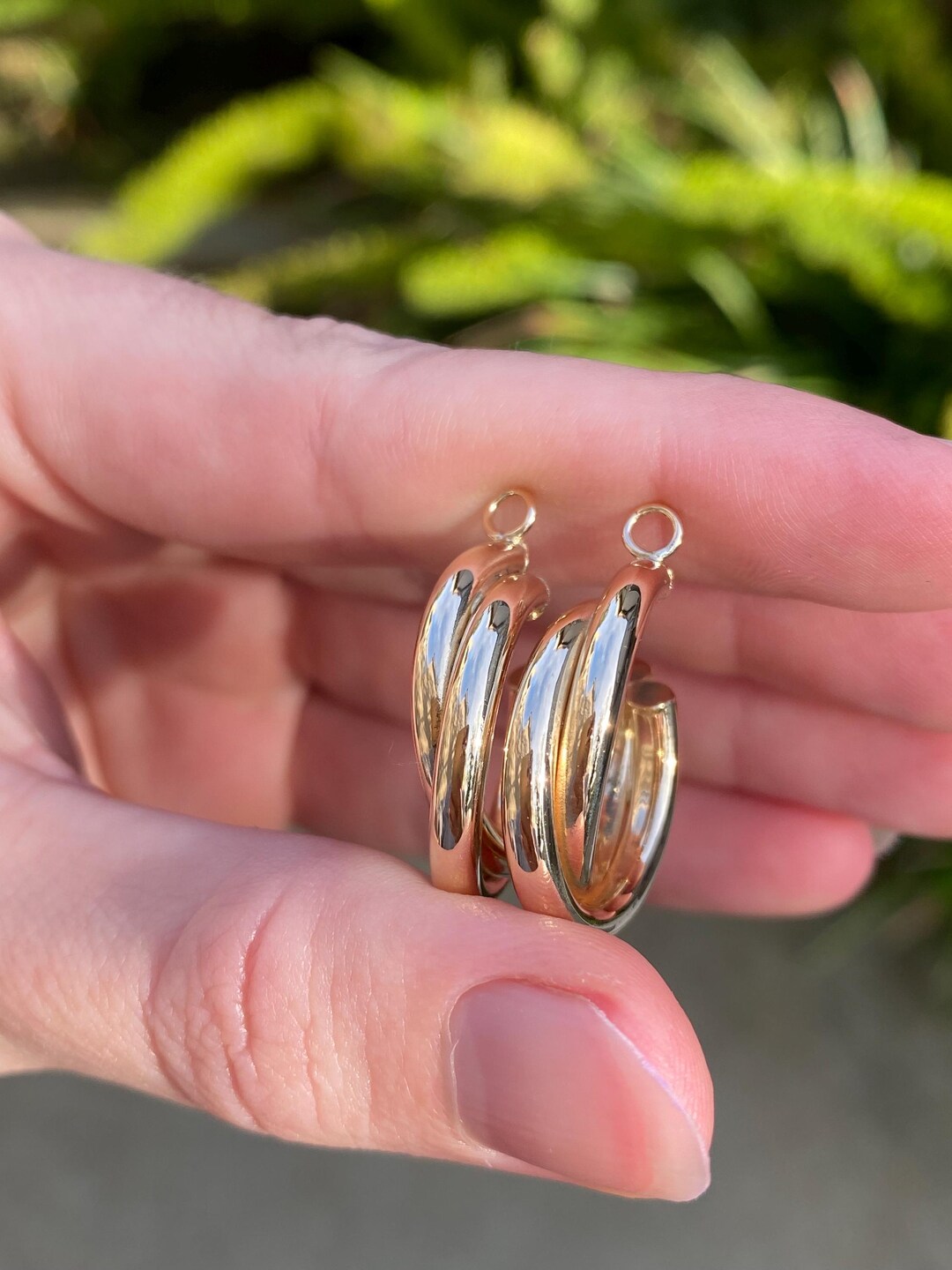 Vintage 14k Yellow Gold Layered Hoop Earring Jackets - Fine Estate ...