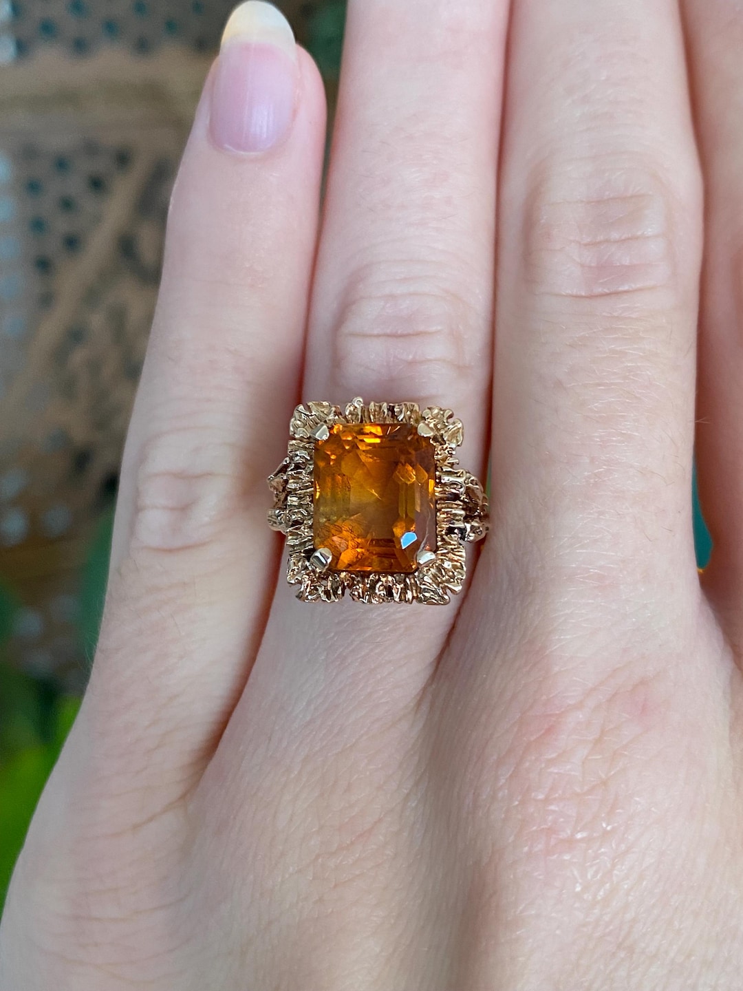Vintage Solid 14k Rosey Gold Citrine Ring - Size 5.25 - Etsy