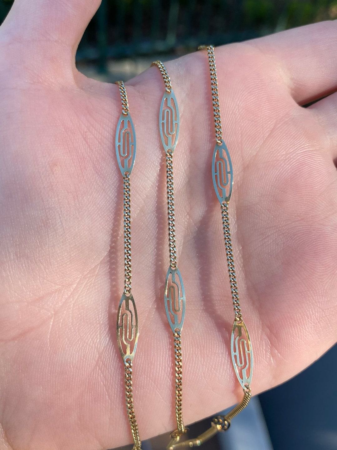 Vintage 14k Yellow Gold Station Chain Necklace 27 Inch - Etsy