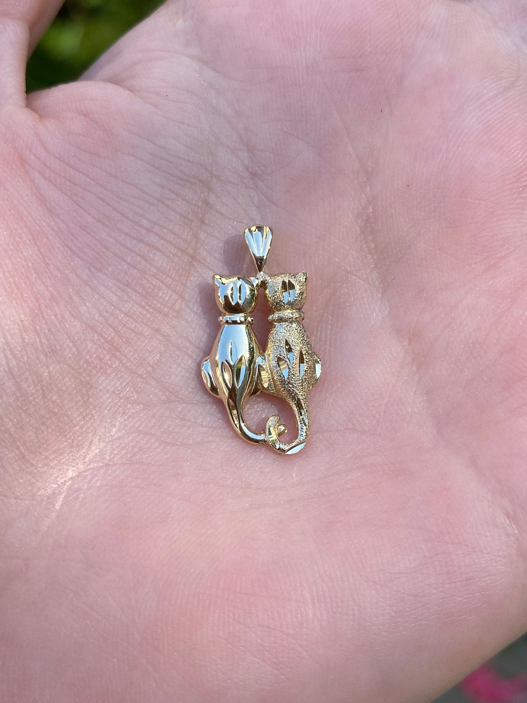 Vintage Solid 14k Yellow Gold Love Cats Charm Quality Fine Estate ...