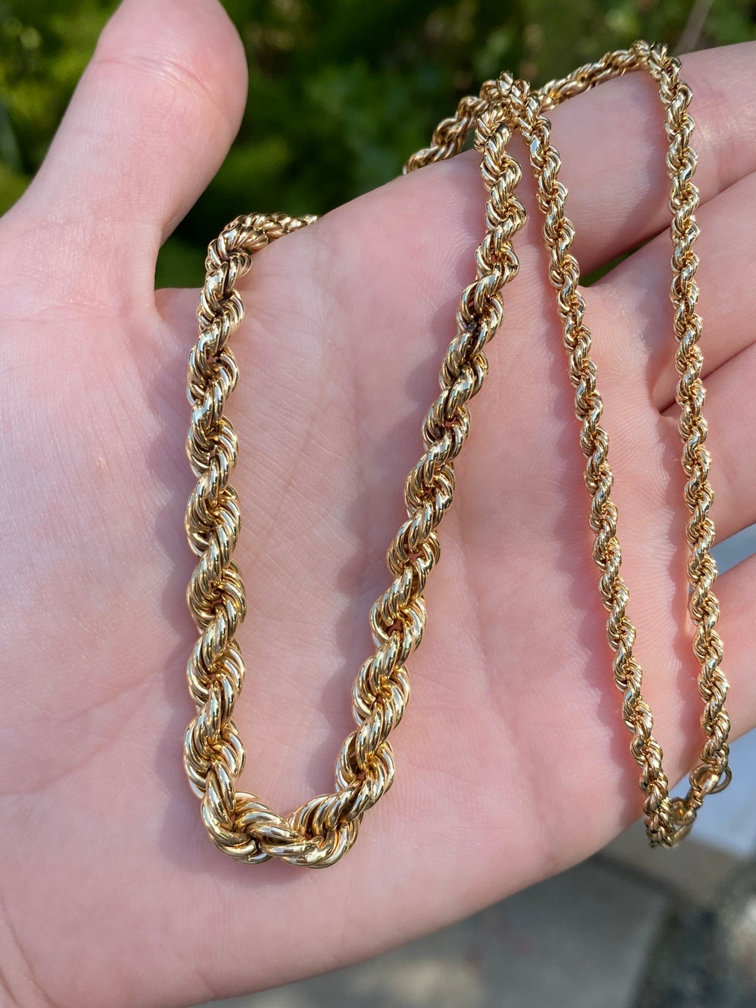 Vintage Solid 18k Yellow Gold Graduated Rope Chain Necklace - 17.5 ...