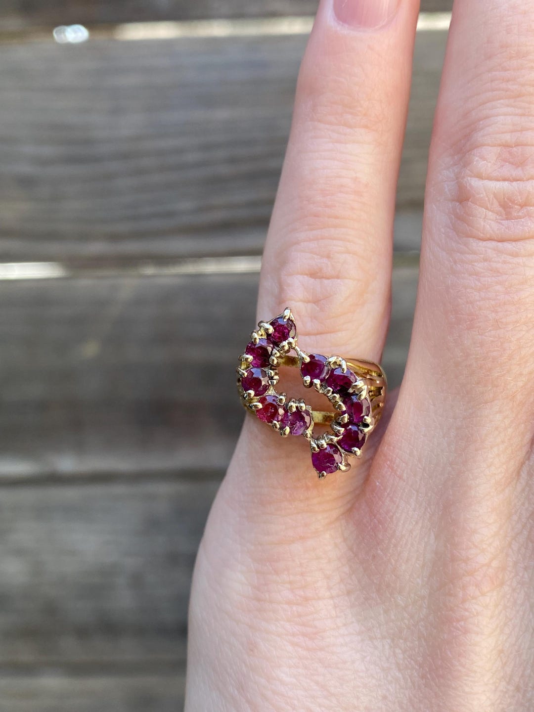 Vintage Solid 14k Yellow Gold Ruby Ring - Size 4 - Fine Estate Jewelry ...
