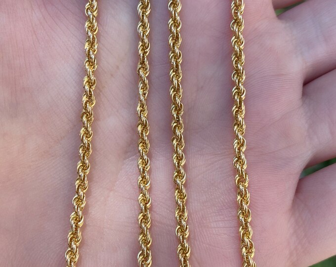 18 Gram Vintage 18k Yellow Gold Rope Chain - 24.5 Inches - 2.8mm ...
