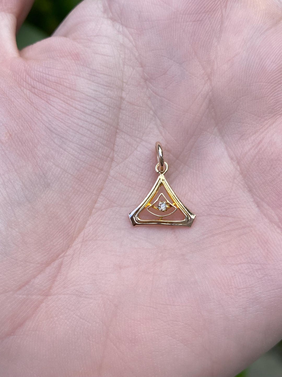 Vintage Solid 10k Yellow Gold Diamond Triangle Stick Pin Conversion ...