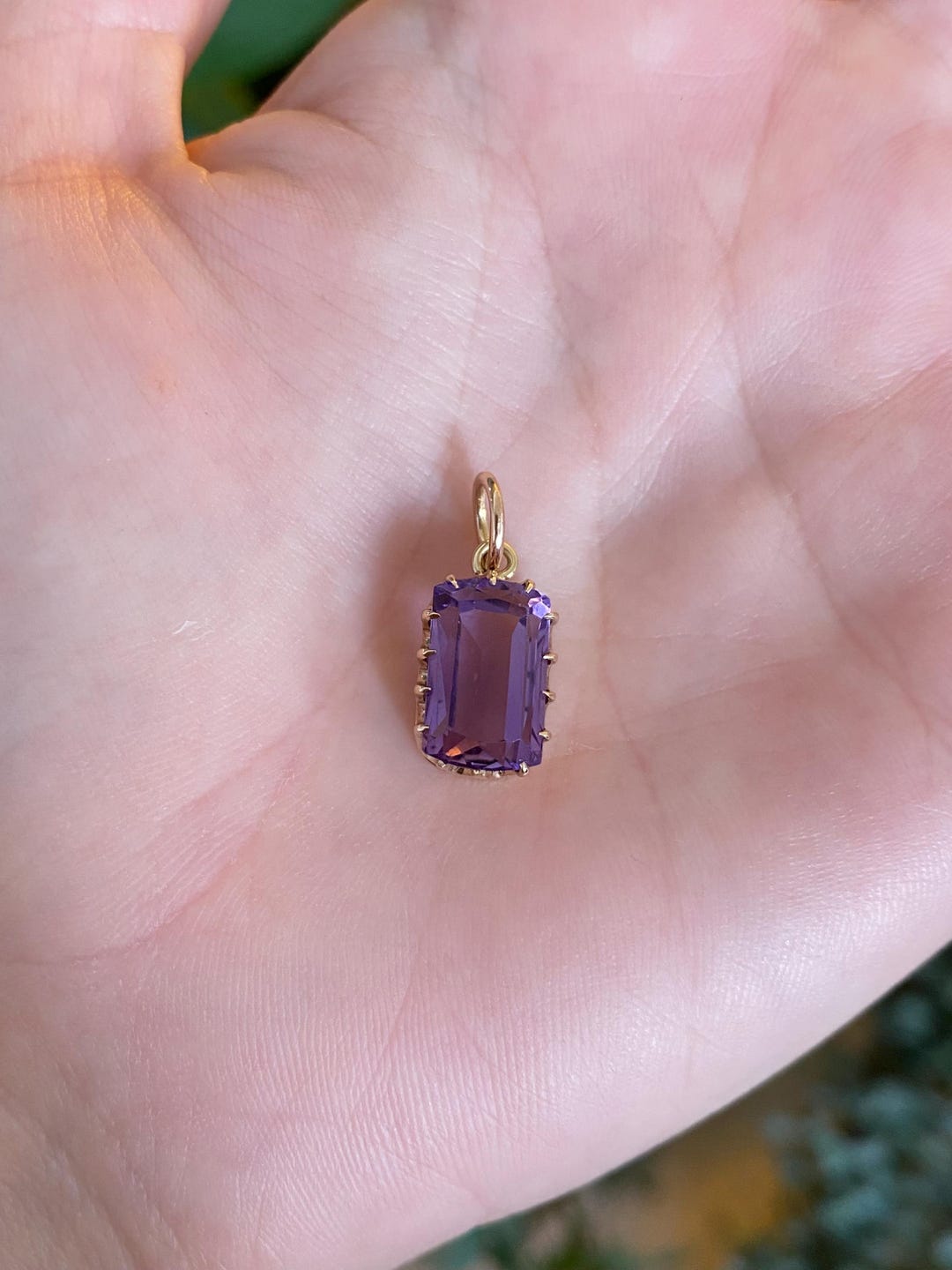 Vintage Solid 14k Rosey Gold Amethyst Charm - Fine Estate Jewelry ...