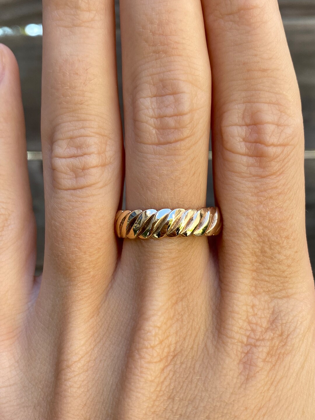 Vintage Solid 14k Yellow Gold Twisted Ring Band - Size 10 - Quality ...