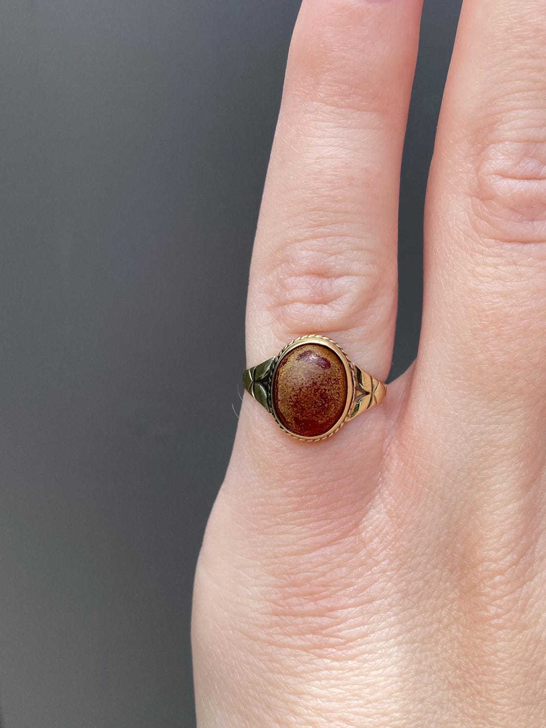Vintage Solid 8k Yellow Gold Tree Sap Ring - Size 2.25 - Quality Fine ...