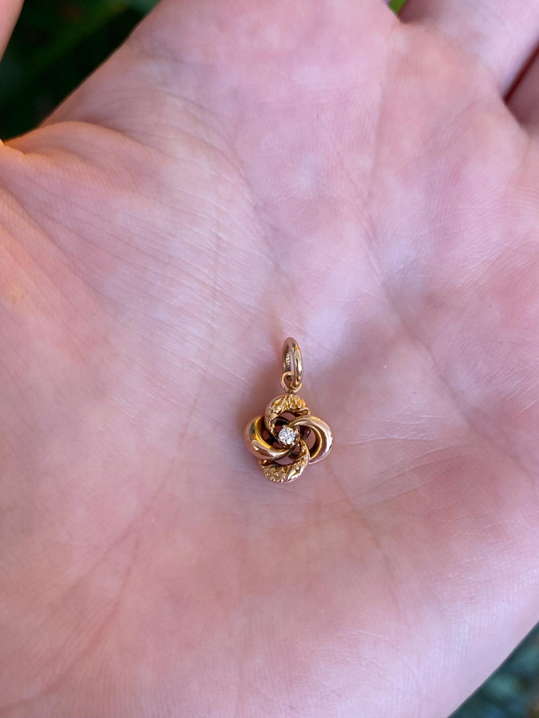 Vintage 10k Rosey Gold Diamond Knot Charm - Fine Estate Jewelry - Real ...