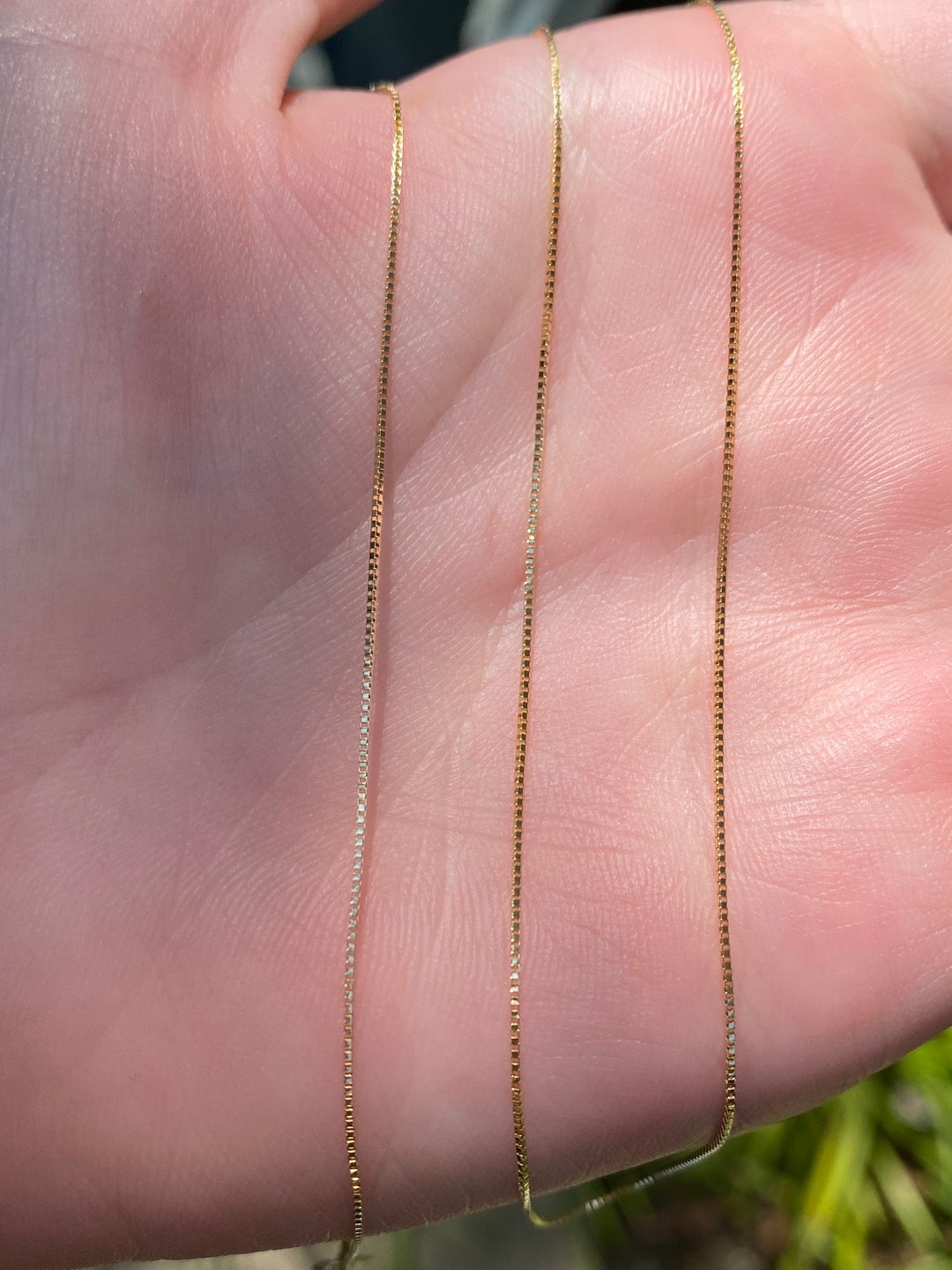 Vintage Solid 14k Yellow Gold Long Dainty Box Chain Necklace - 27 ...