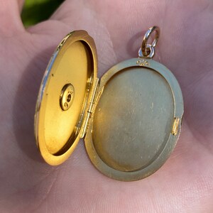 Vintage Solid 14k Yellow Gold Large Engraved Locket Charm Real Genuine ...