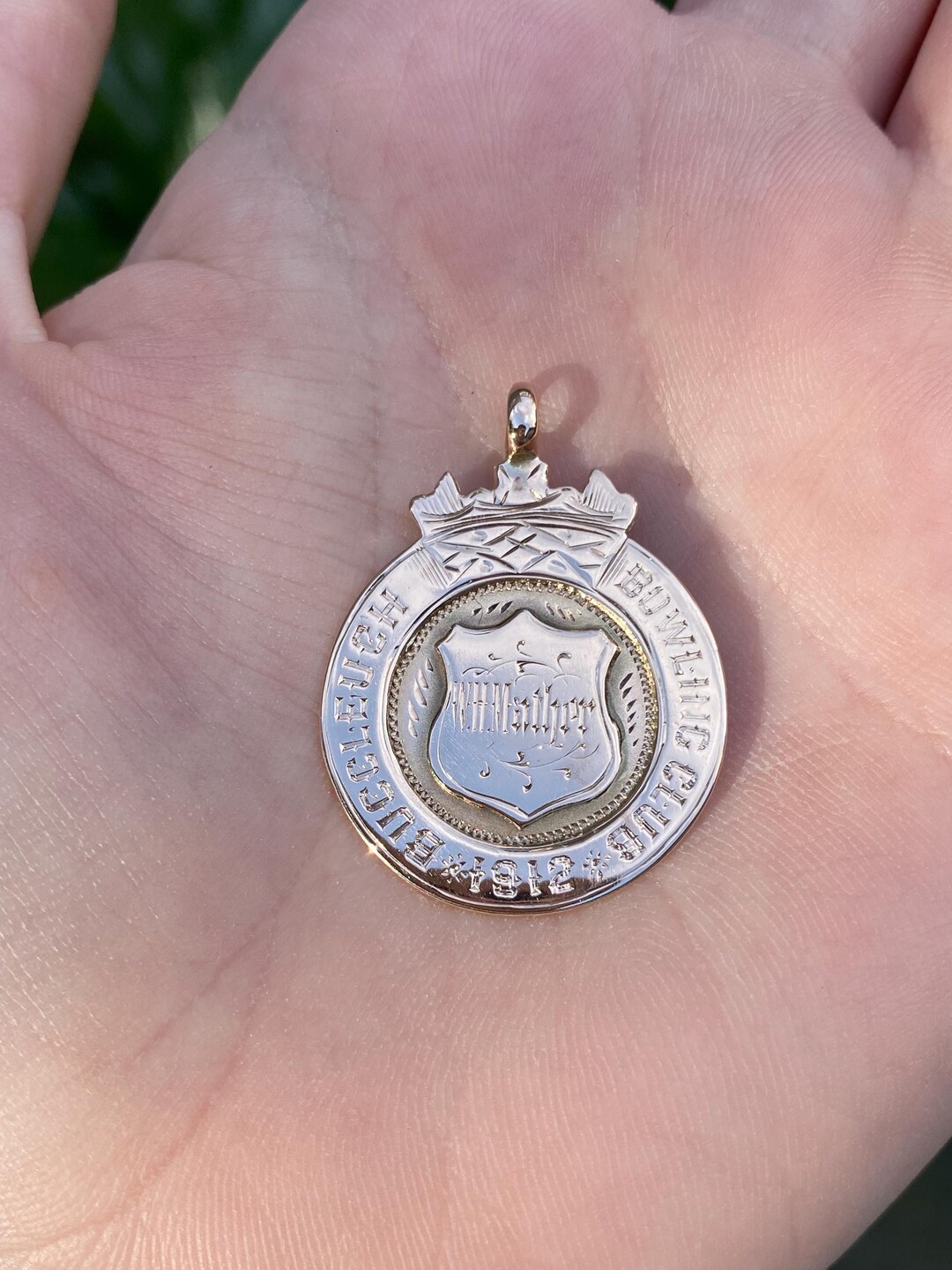 Vintage Solid 9k Rosey Gold 1912 Bowling Club Charm Fine Estate Jewelry ...