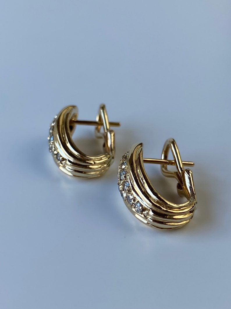 Vintage Solid 14k Yellow Gold Cubic Zirconia Drop Earrings - Etsy