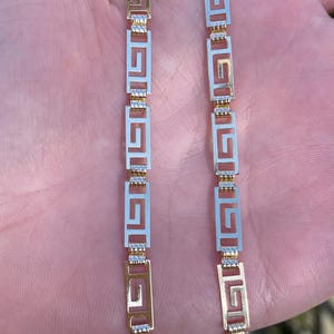 Vintage Solid 14k Yellow Gold Greek Key Link Necklace - 17 Inches ...