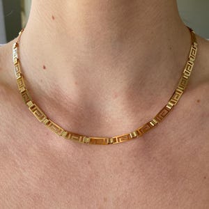 Vintage Solid 14k Yellow Gold Greek Key Link Necklace - 17 Inches ...