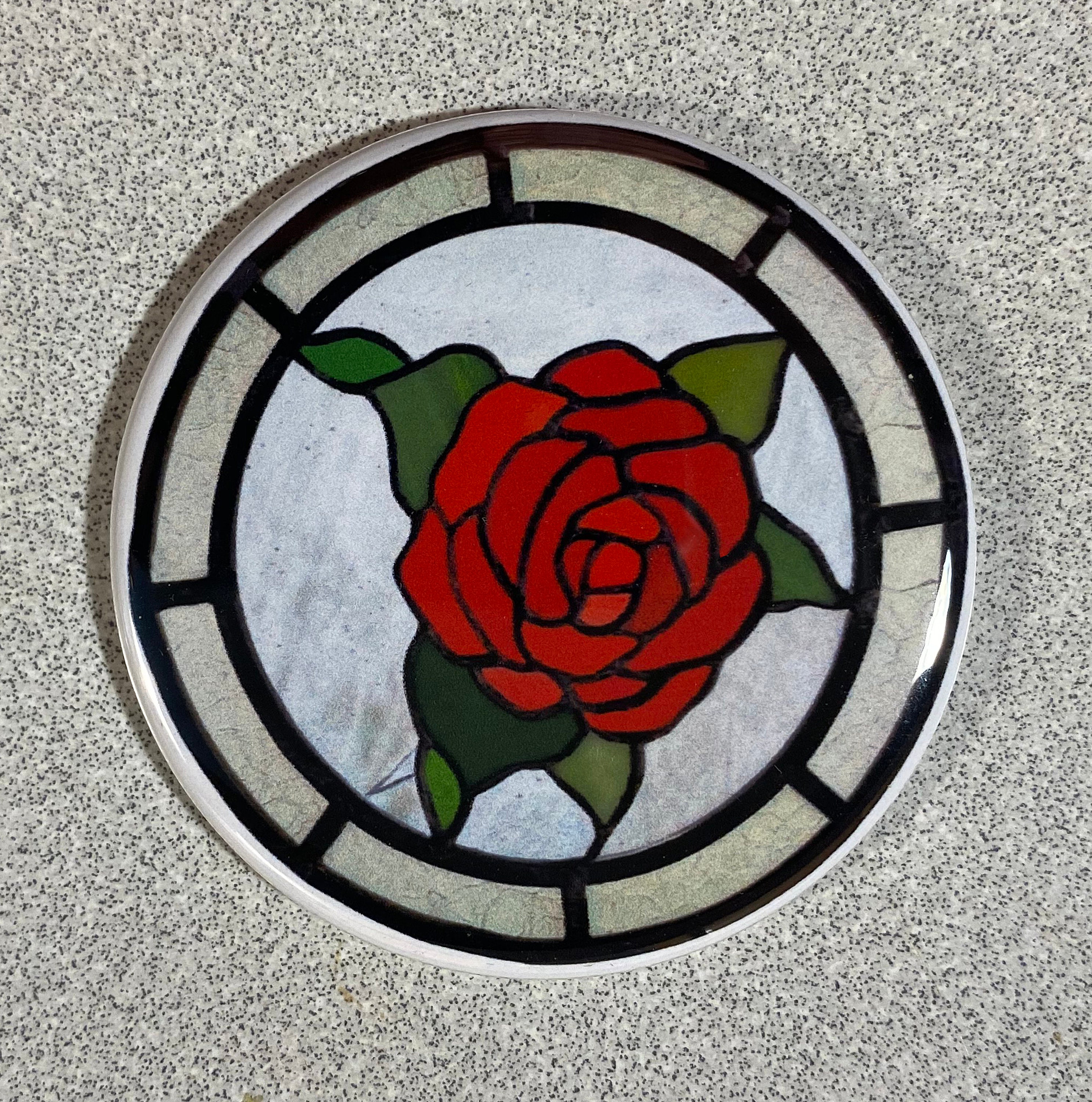 DSA Democratic Socialists of America Rose Stained Glass Window 2 1/4 ...