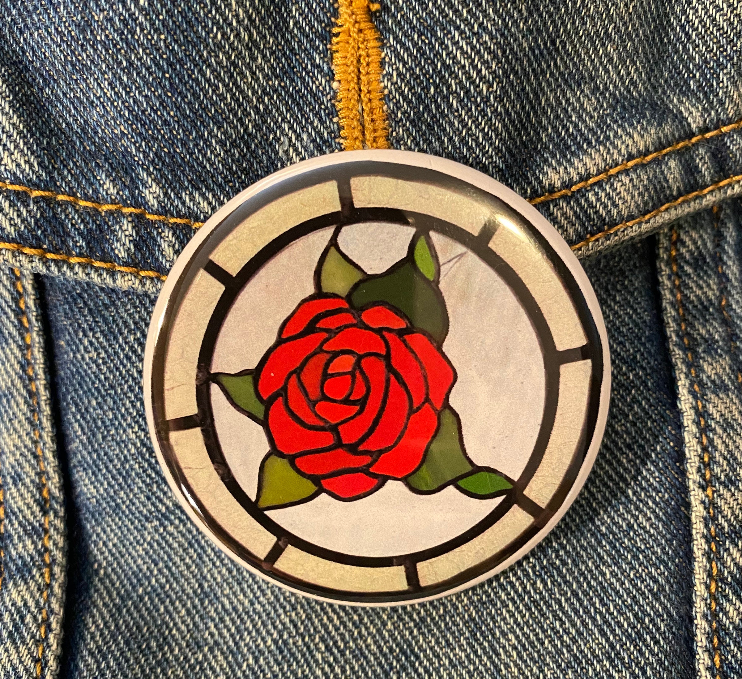 DSA Democratic Socialists of America Rose Stained Glass Window 2 1/4 ...