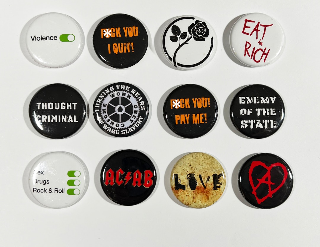 PUNK ANARCHIST Mini Buttons Pins - ACAB Anarchist Love Eat the Rich ...