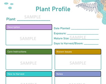 Plant Profile Sheets - Etsy