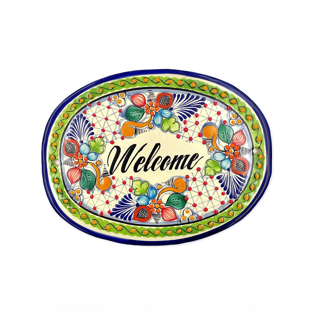 Handmade Talavera Welcome Sign – Artisanal Hand-painted Ceramic Door ...