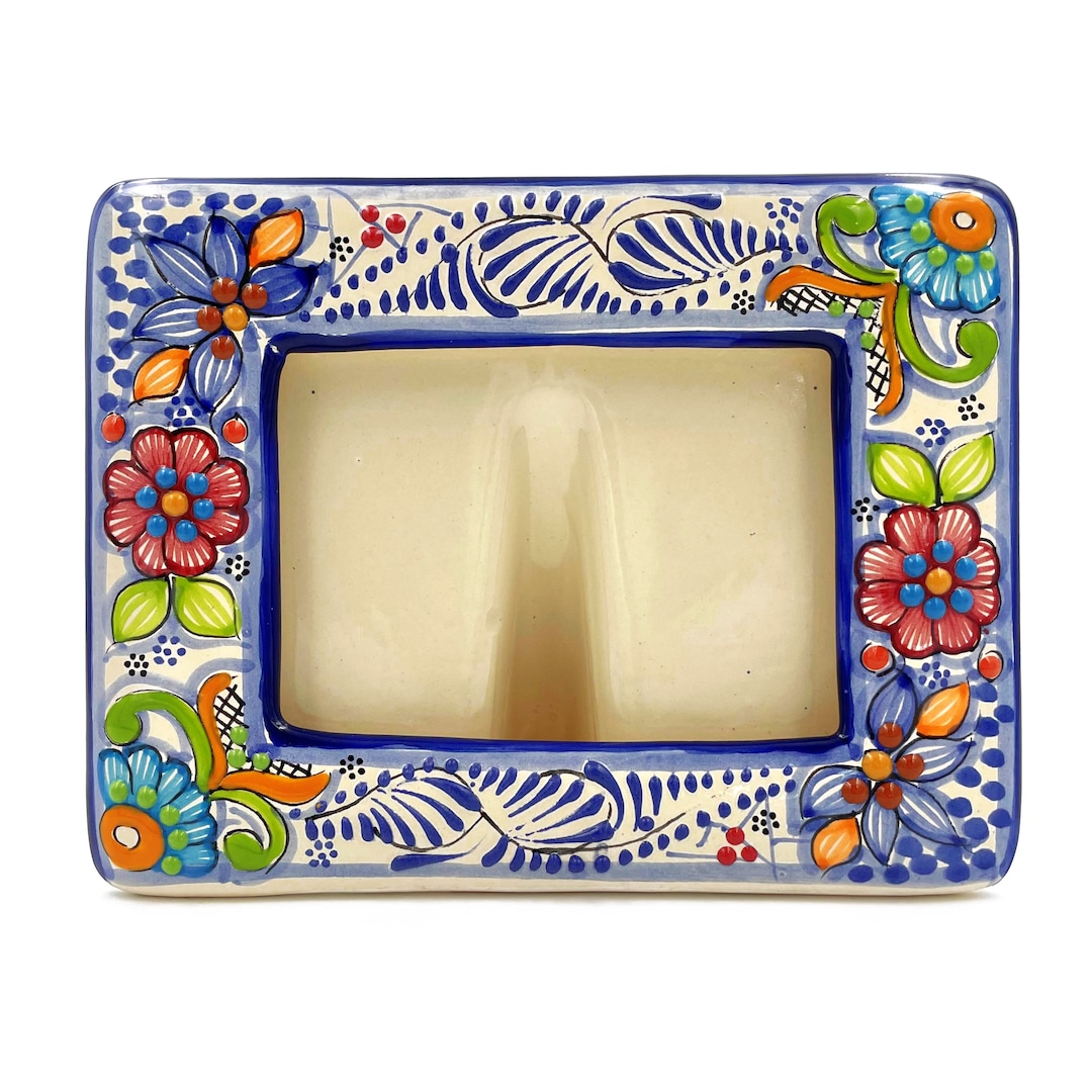Vibrant Hand-painted Talavera Photo Frame 7.5x6 Mexican Ceramic Picture ...