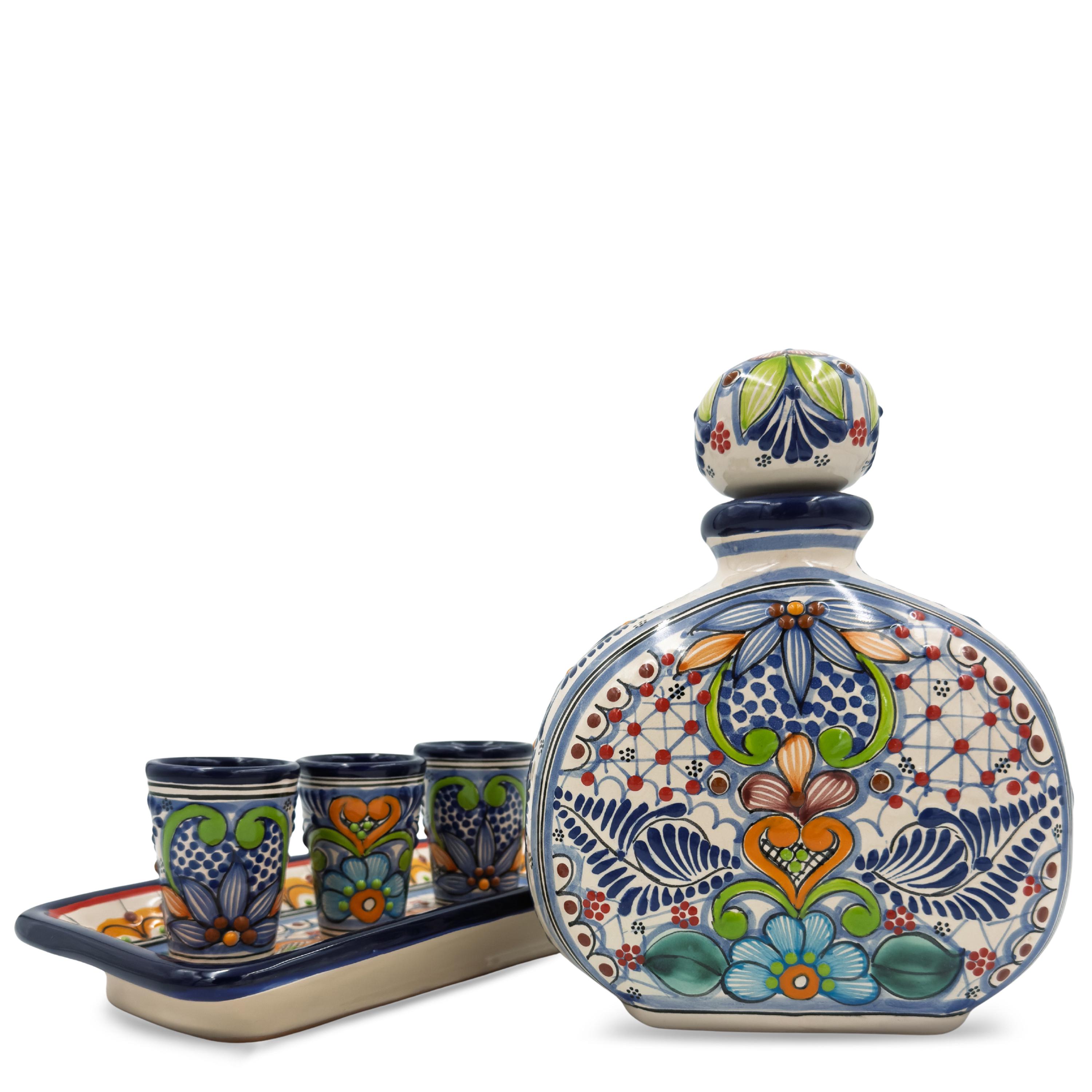 Talavera Tequila Decanter Set With Shot Glasses and Tray, Mother's Day ...