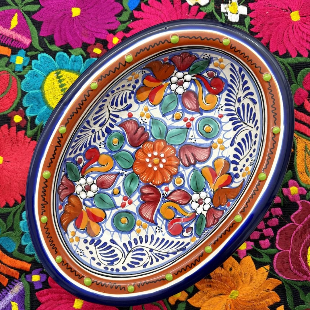 Talavera Oval Platter, Hand-painted Mexican Ceramic Tray, Colorful ...