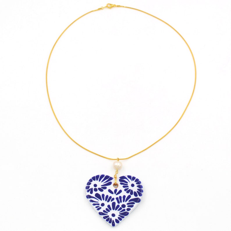 Mexican Handmade Talavera Heart Necklace - Etsy