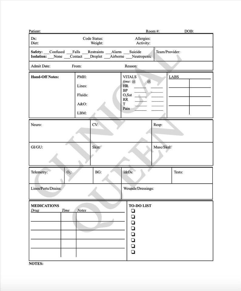 Printable Nursing Report Sheet For Registered Nurses On Med Surg And Printable Nursing Report Sheet For Registered Nurses On Med Surg And