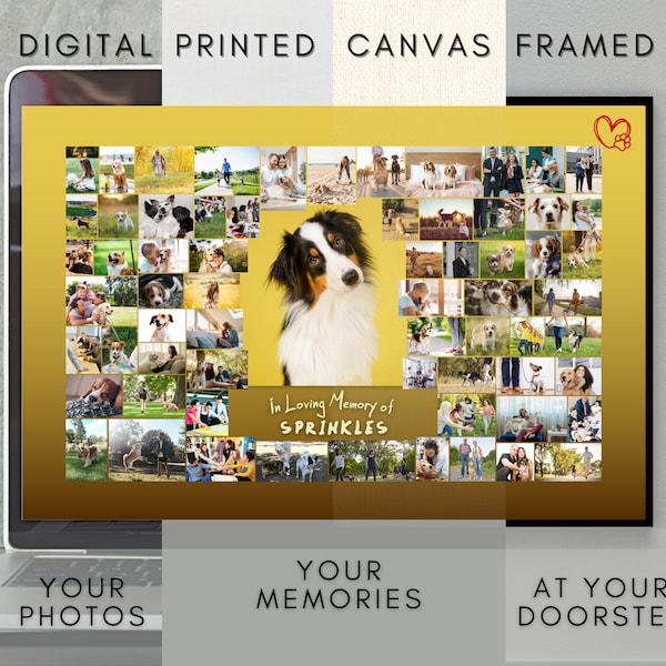 Custom Memorial Photo Collagewall Art Printed Framed Canvas / Living ...