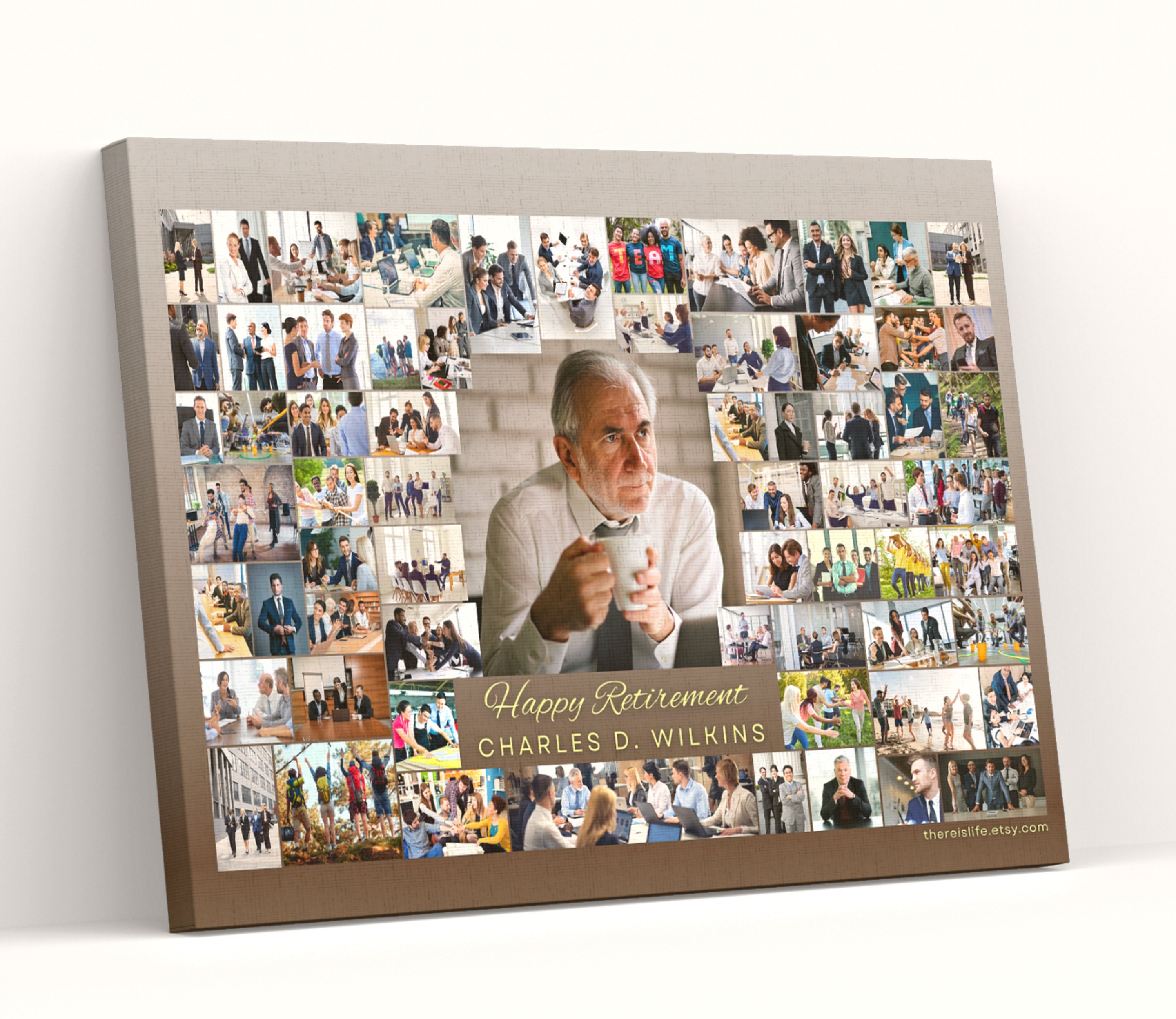 Corporate Retirement Photo Collage Printed Framed Canvas / Custom Boss ...