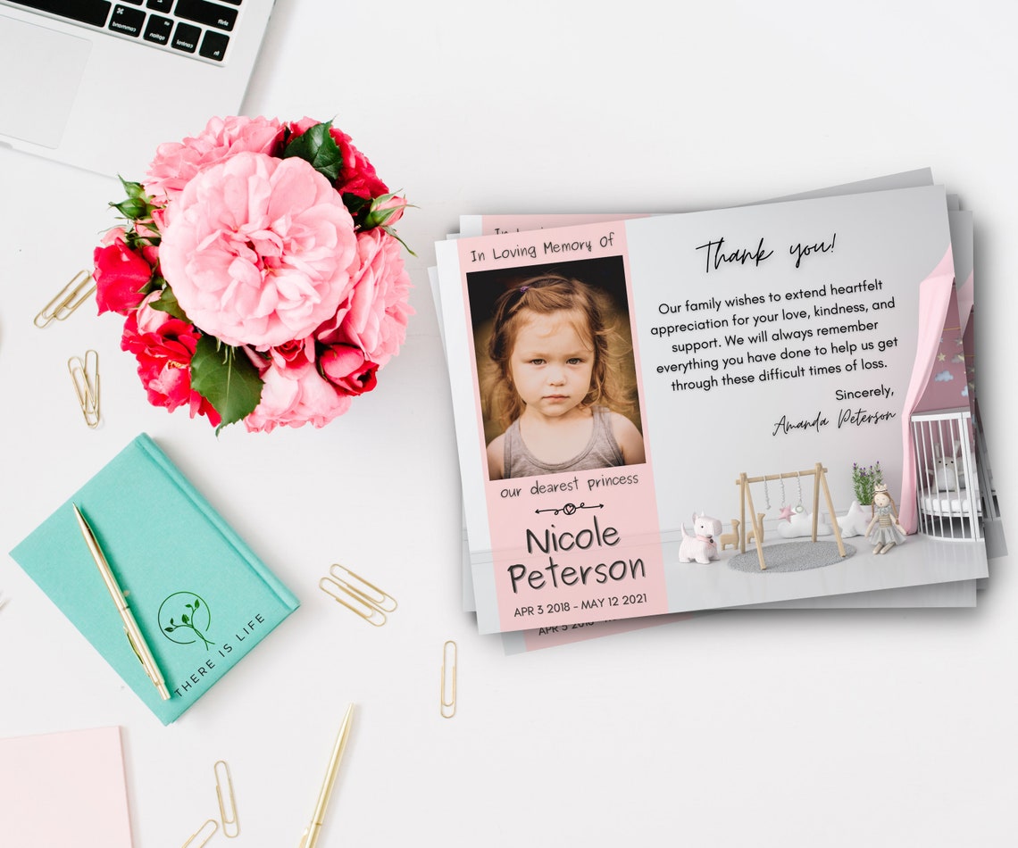Funeral Thank You Card Canva Template / Loss of Child Memorial Card ...