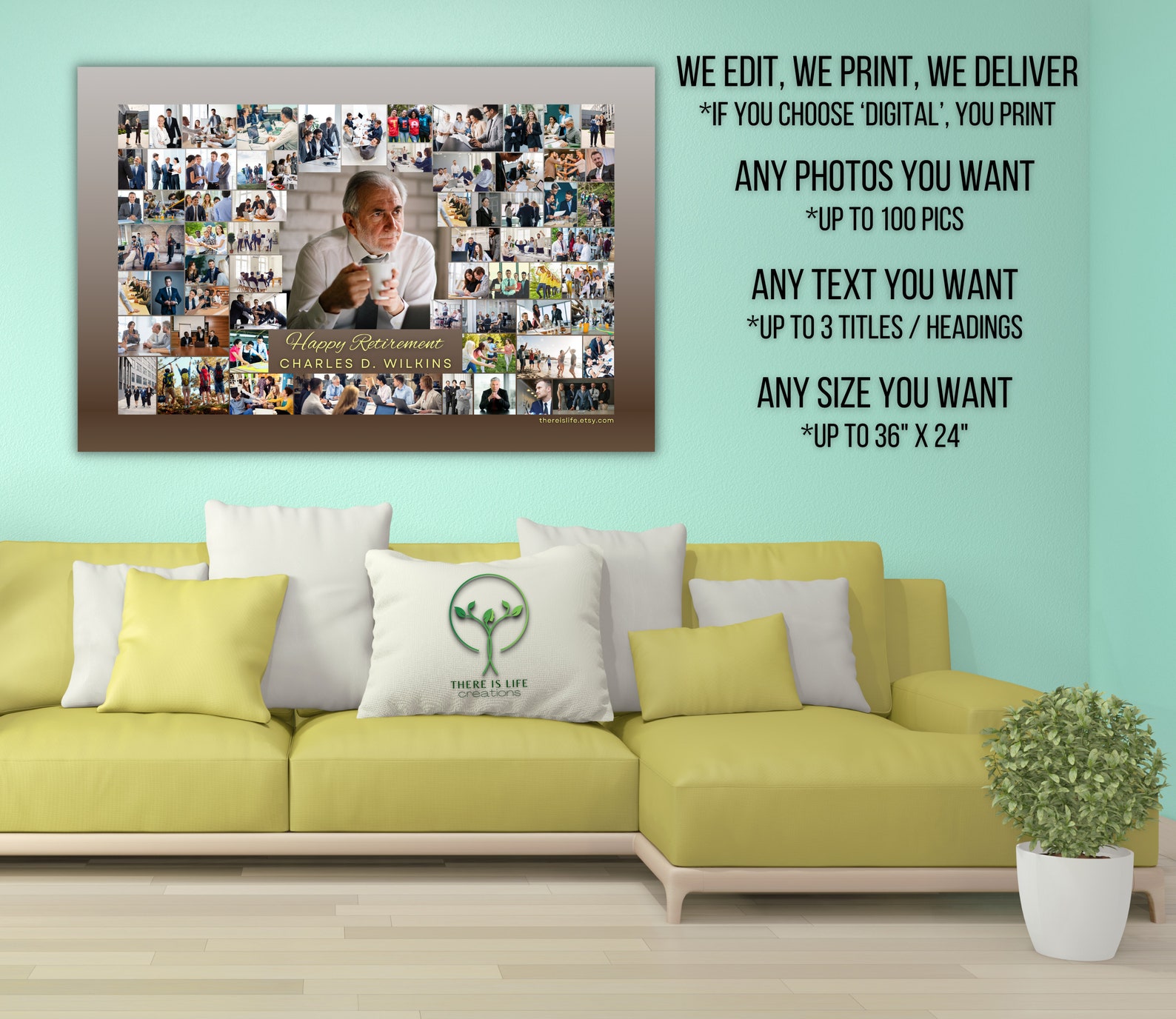 Personalized Corporate Gift Retirement Photo Collage - Printed Framed ...