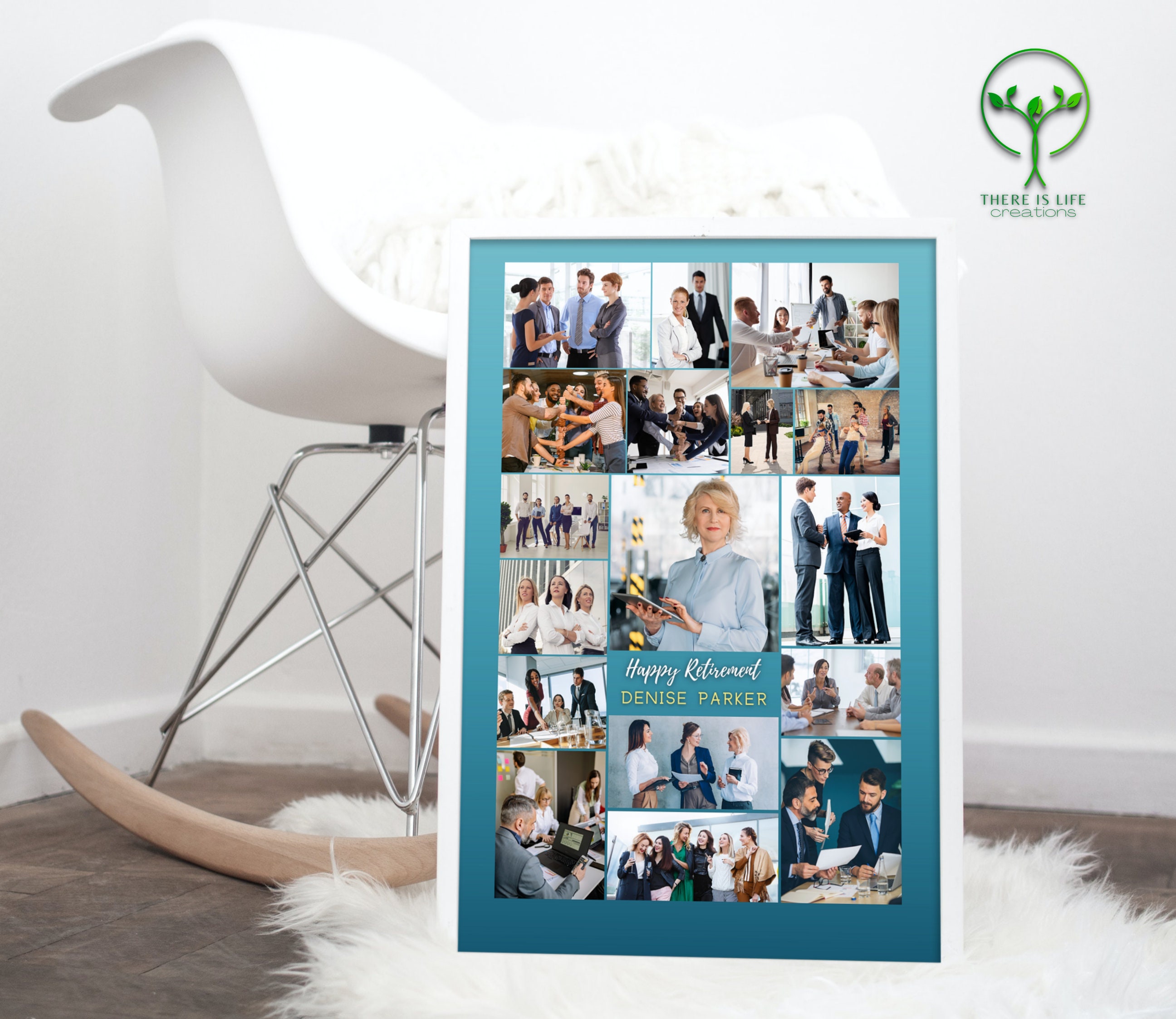 Custom Retirement Photo Collage Digital Printed Framed Canvas ...