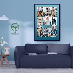 Custom Retirement Photo Collage Digital Printed Framed Canvas ...
