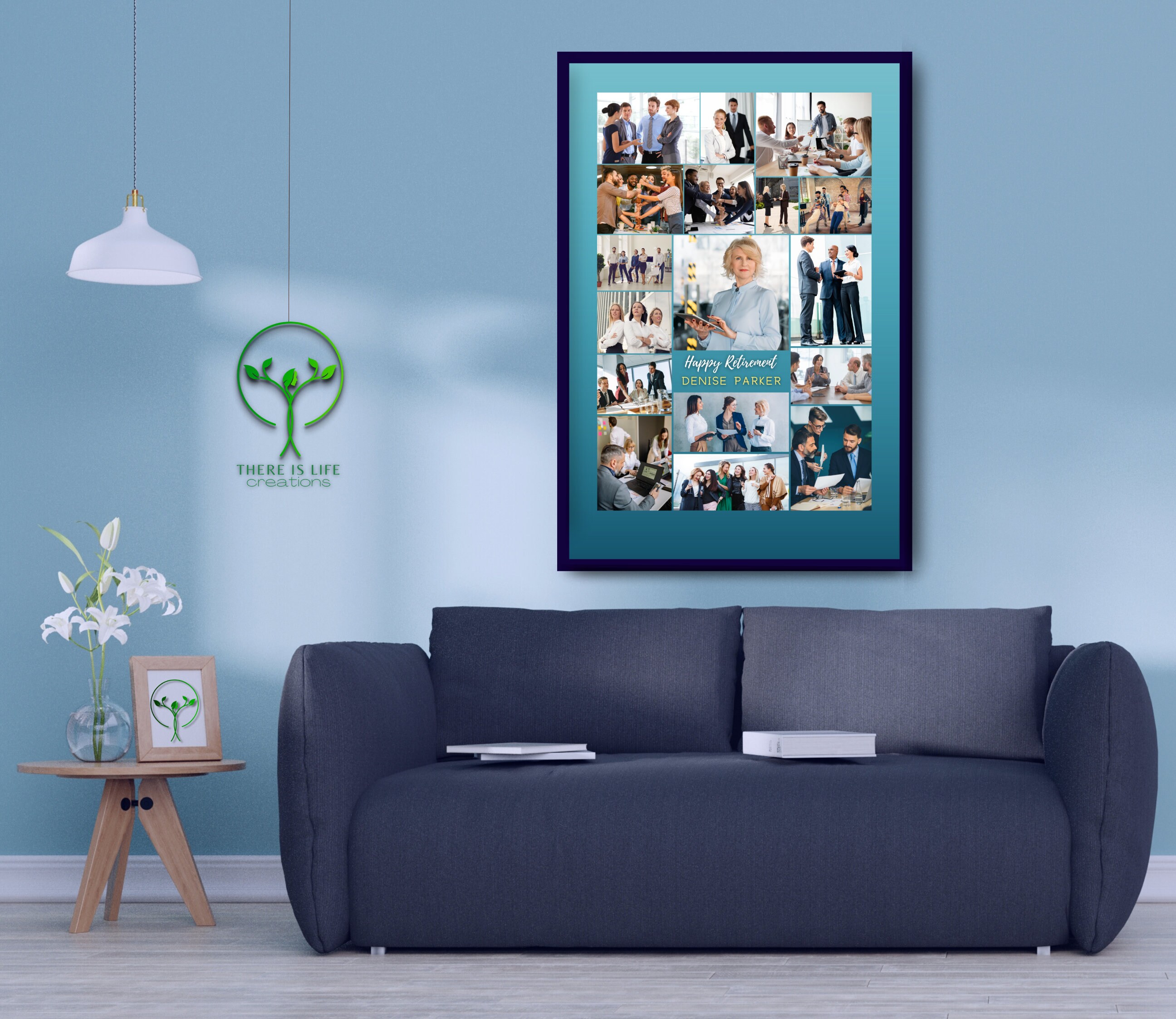 Custom Retirement Photo Collage Digital Printed Framed Canvas ...