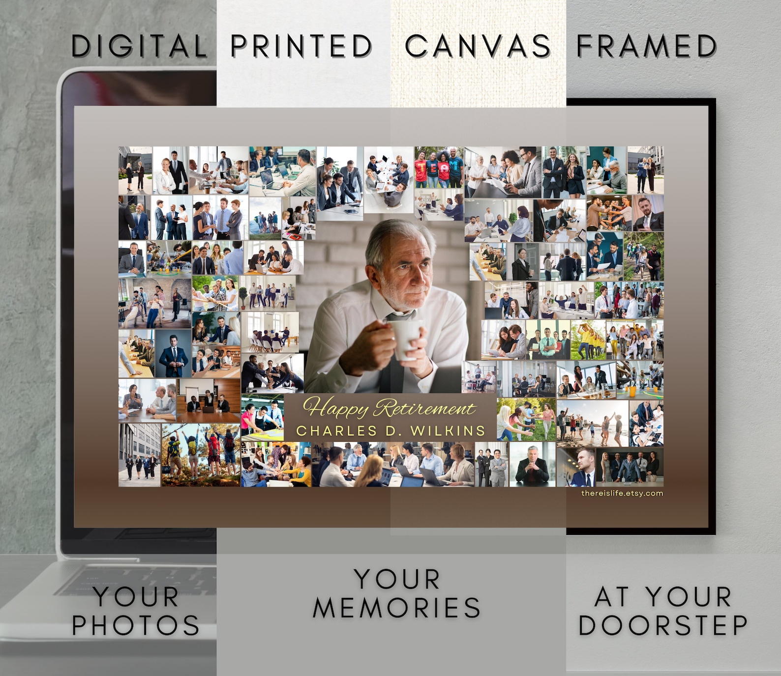 Personalized Corporate Gift Retirement Photo Collage - Printed Framed ...