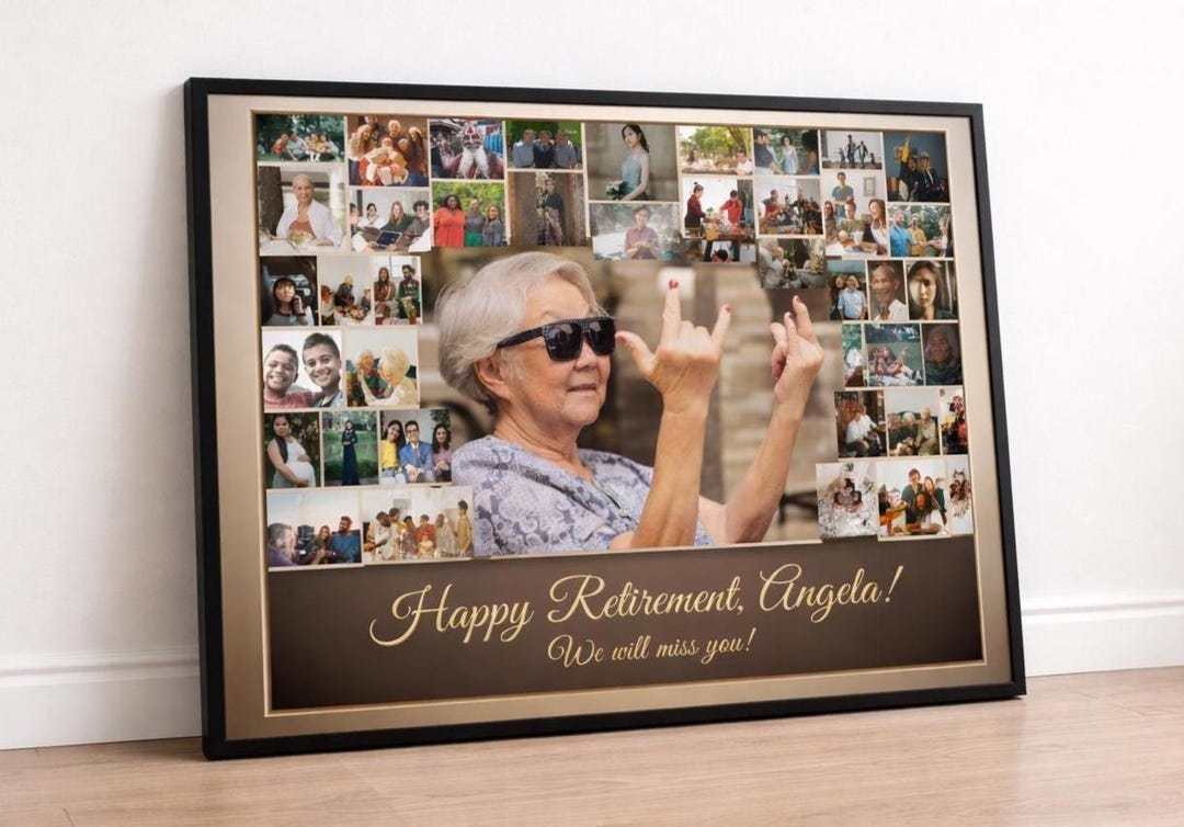Custom Retirement Gift Photo Collage – Personalized Gift for Coworker ...