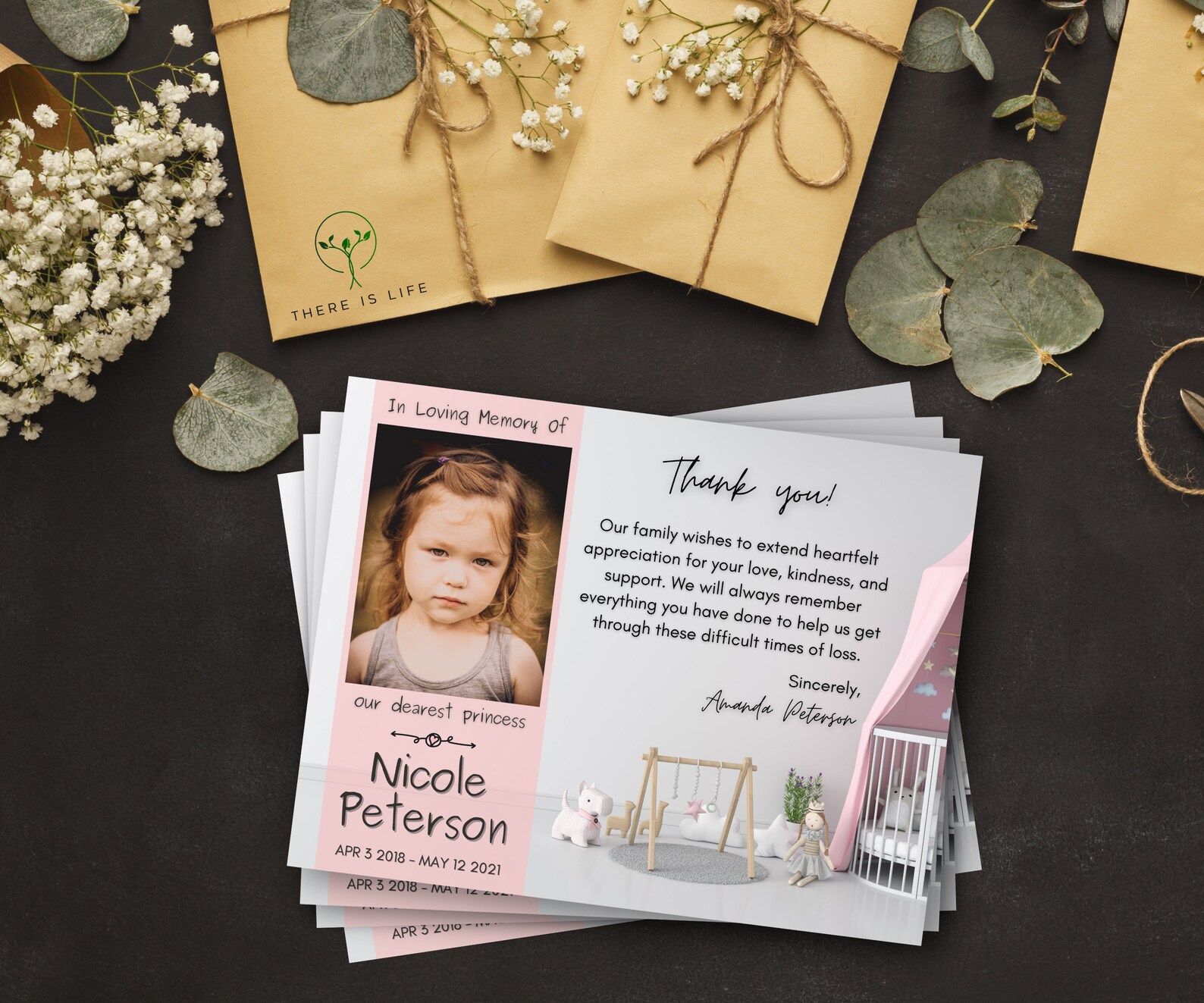 Funeral Thank You Card Canva Template / Loss of Child Memorial Card ...