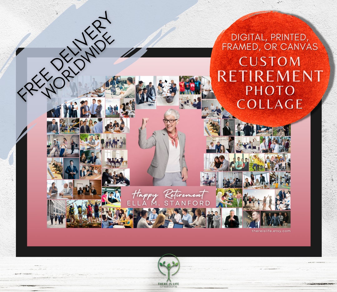 Picture Collage Boss or Colleague Retirement Printed Framed Canvas ...