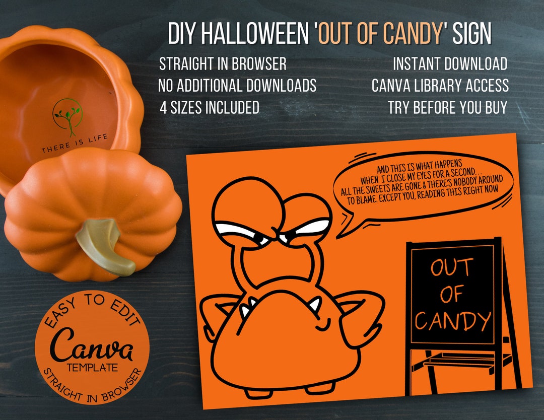 Halloween DIY Printable Out of Candy Canva Template / Editable Digital ...