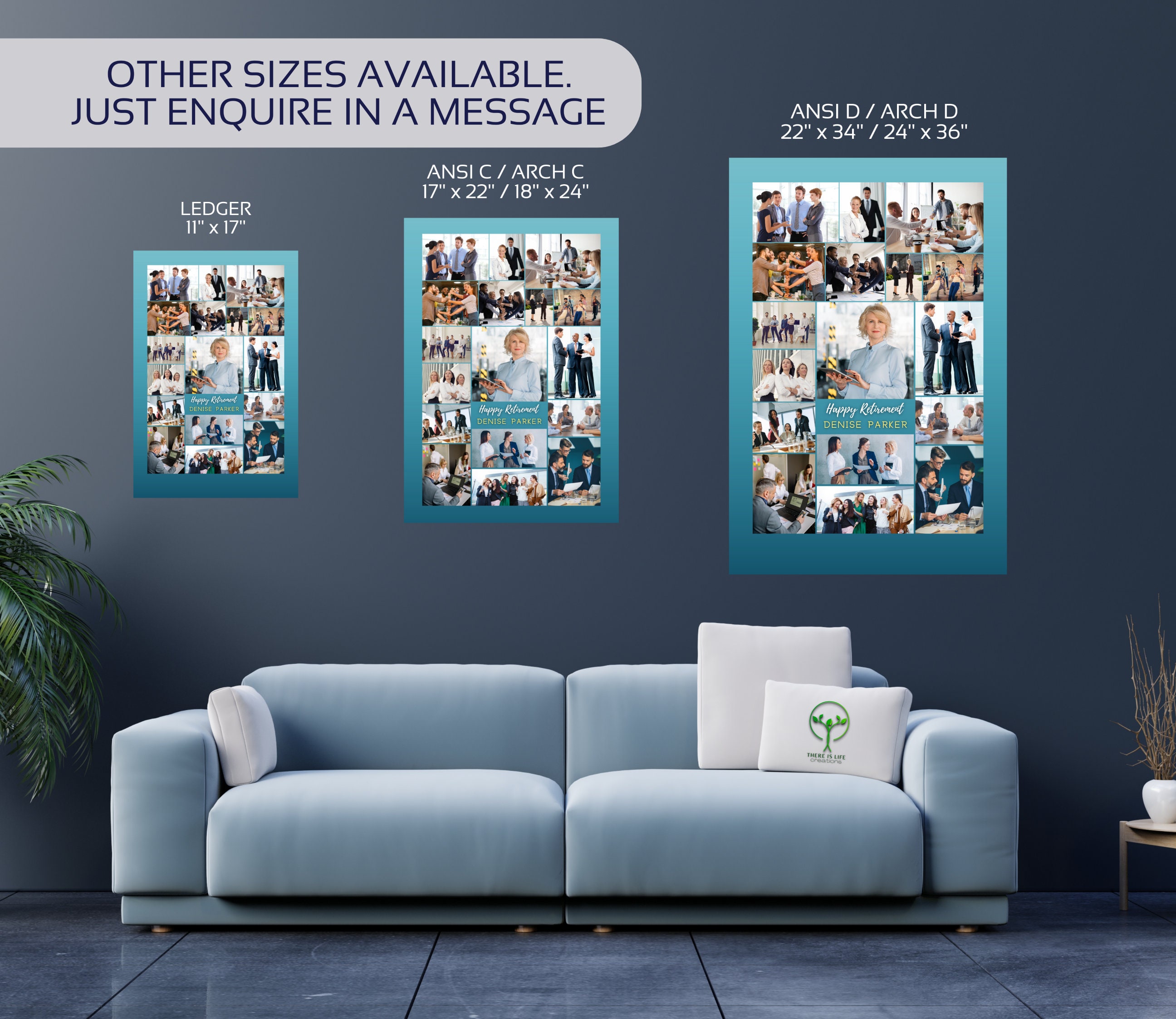 Custom Retirement Photo Collage Digital Printed Framed Canvas ...