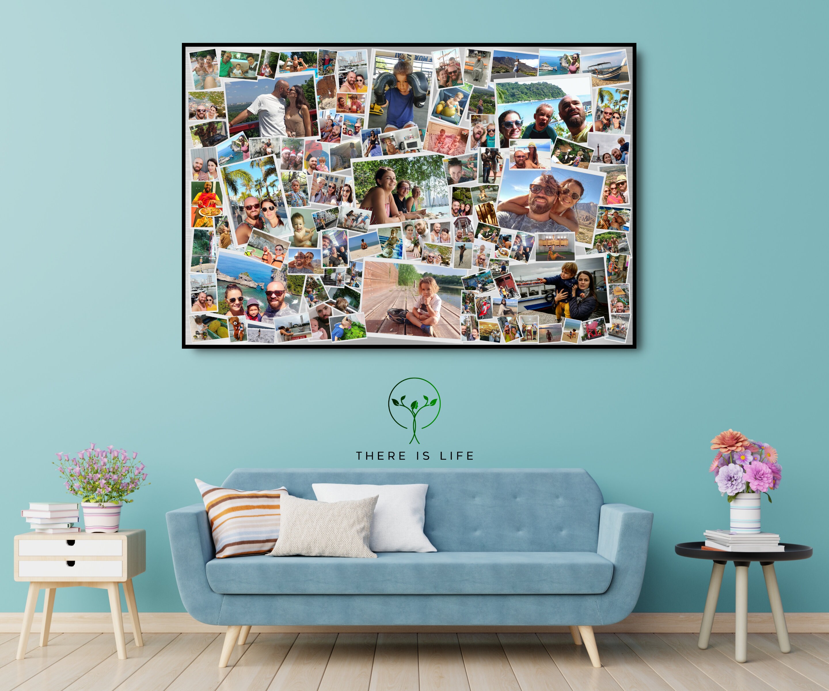 Custom Photo Collage Family Portrait Printable Art/ Living Room or ...