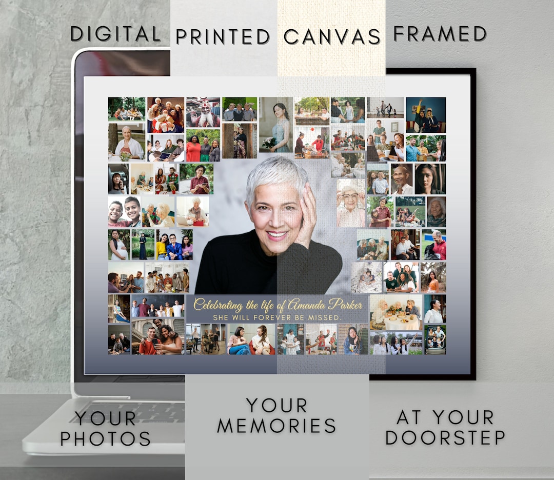 Custom Memorial Photo Collage Digital Printed or Framed Wall - Etsy