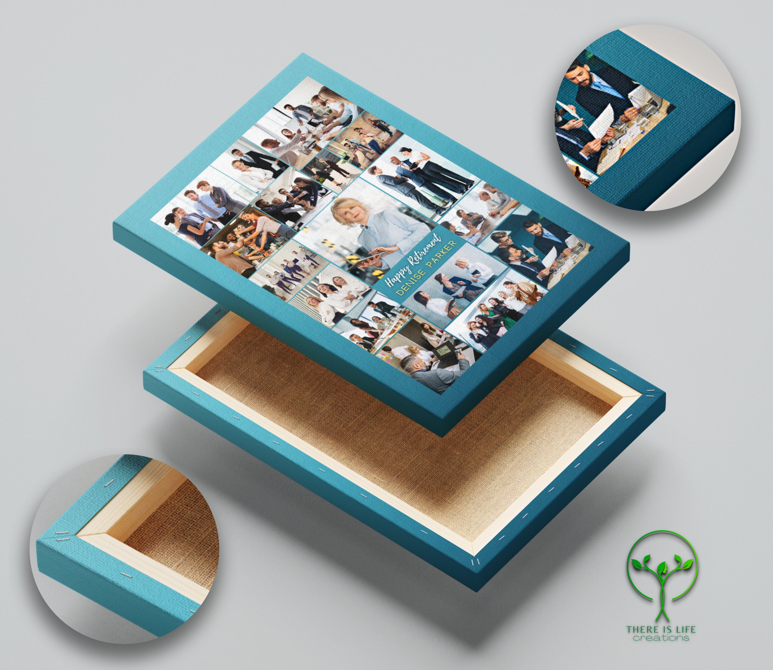 Custom Retirement Photo Collage Digital Printed Framed Canvas ...