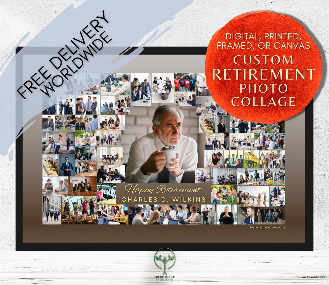 Corporate Retirement Photo Collage Printed Framed Canvas / Custom Boss ...