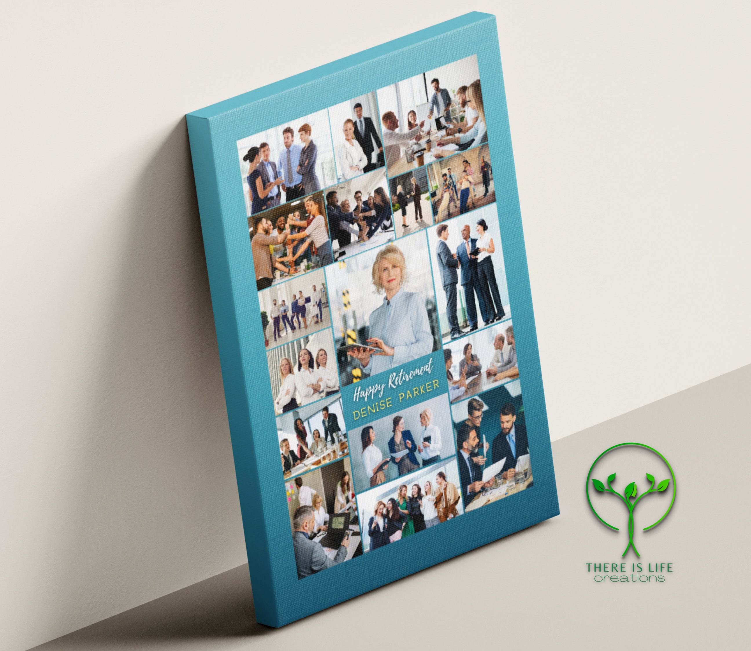 Custom Retirement Photo Collage Digital Printed Framed Canvas ...