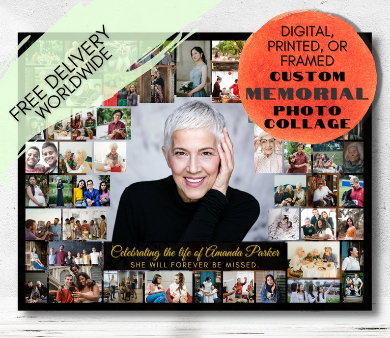 Custom Memorial Photo Collage Digital Printed or Framed Wall - Etsy
