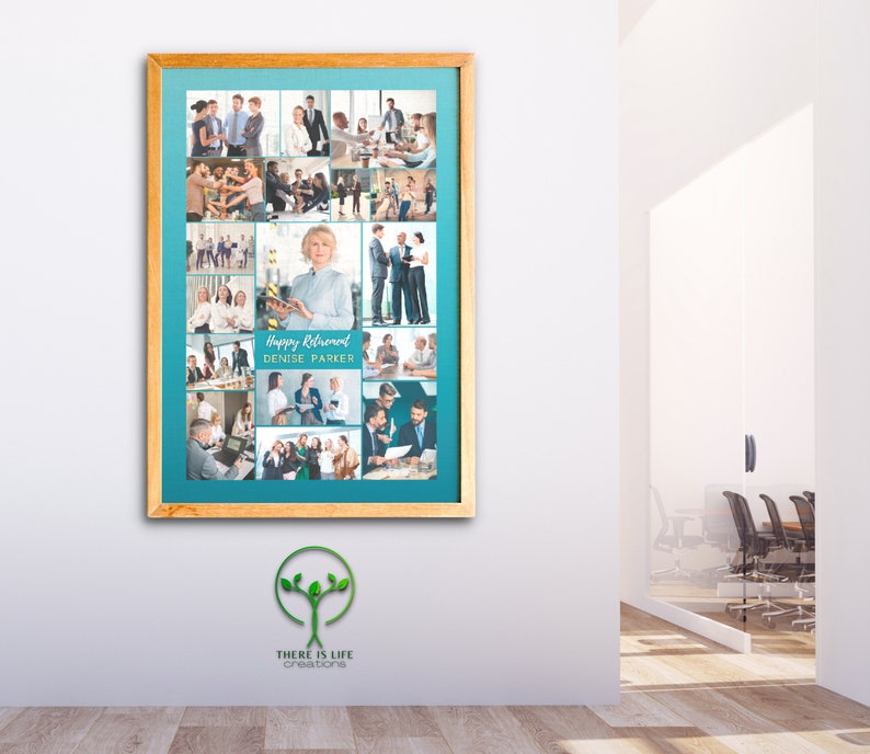 Custom Retirement Photo Collage Digital Printed Framed Canvas ...